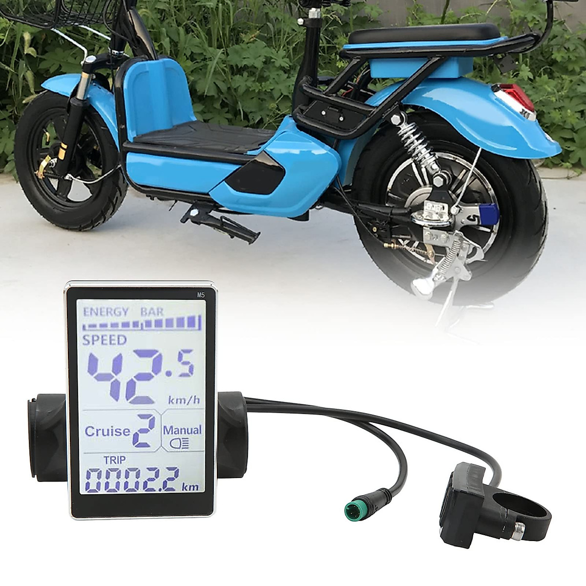 M5 Lcd Panel Screen, EBike LCD Display, Electric Bike LCD Meter 5 Pin 24V 36V 48V 60V Universal E Scooter M5 LCD Panel Screen for 31.8 22.2mm Electric Bikes