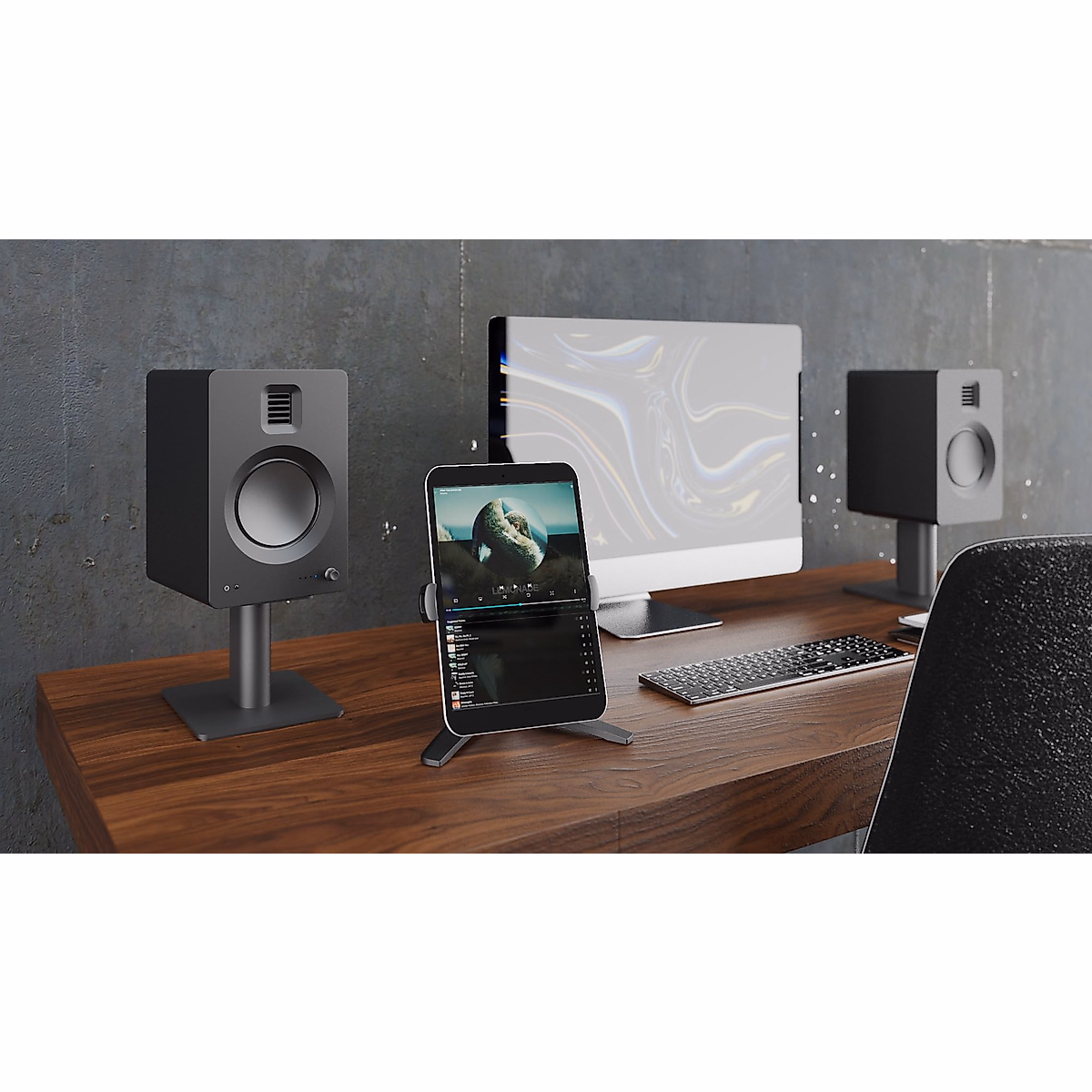 Kanto SP6HD Desktop Speaker Stands for Medium/Large Bookshelf Speakers & Mid-Size/Full-Size 4”-7” Studio Monitors | 6" Tall | Black | Pair