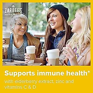 Zarbee's Adult Daytime Cough Syrup + Immune With Honey, Real Elderberry, Vitamin C, D & Zinc For Immune support, Drug & Alcohol-Free, Gluten-Free, Ages 12+, Natural Berry Flavor, 8 Fl. Oz,Liquid