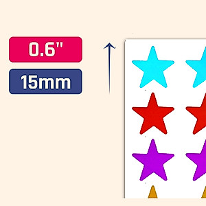 8 Colors, 1000 Pack, Foil Star Metallic Stickers, 0.6" Diameter
