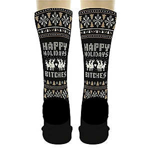 Fun Holiday Socks Happy Holidays Humping Reindeer Socks Christmas Clothes 1-Pair Novelty Crew Socks