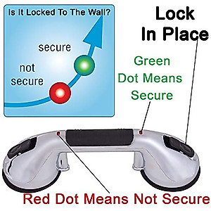 Carex Ultra Grip Shower Grab Bar - Shower Handle and Bathroom Bar - 12 Inch Safety Bar With Dual Locking Suction Cups For Bathtubs and Showers, Chrome