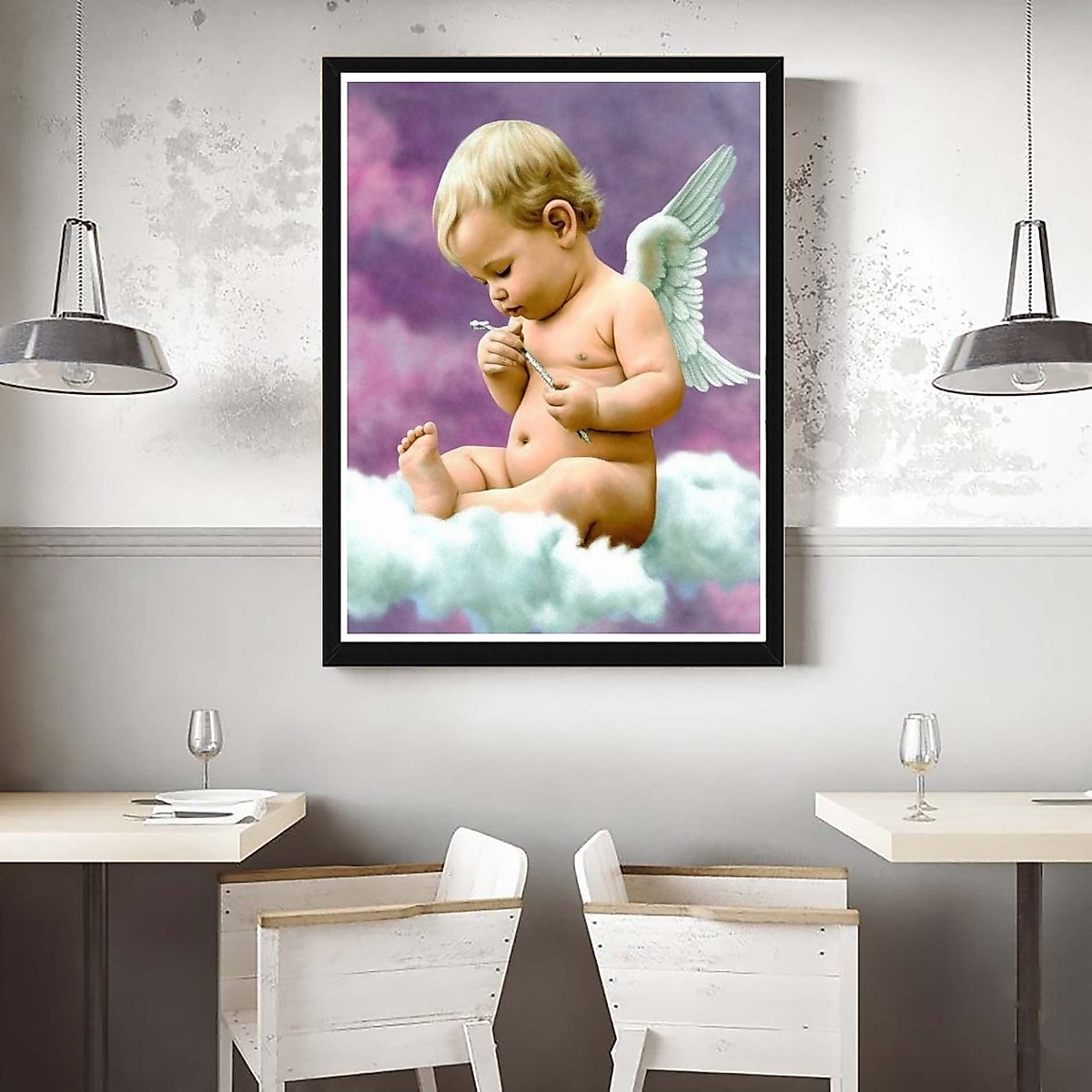 VAIIEYO Diamond Art Kits for Adults Angel Baby, Diamond Painting Cloud, Full Drill Round Rhinestone Craft Canvas for Home Wall Decor Gift 12x16 inch
