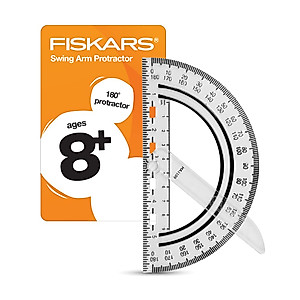 Fiskars 12-95400J Back to School Supplies, Protractor Swing Arm Clear, Color Received May Vary
