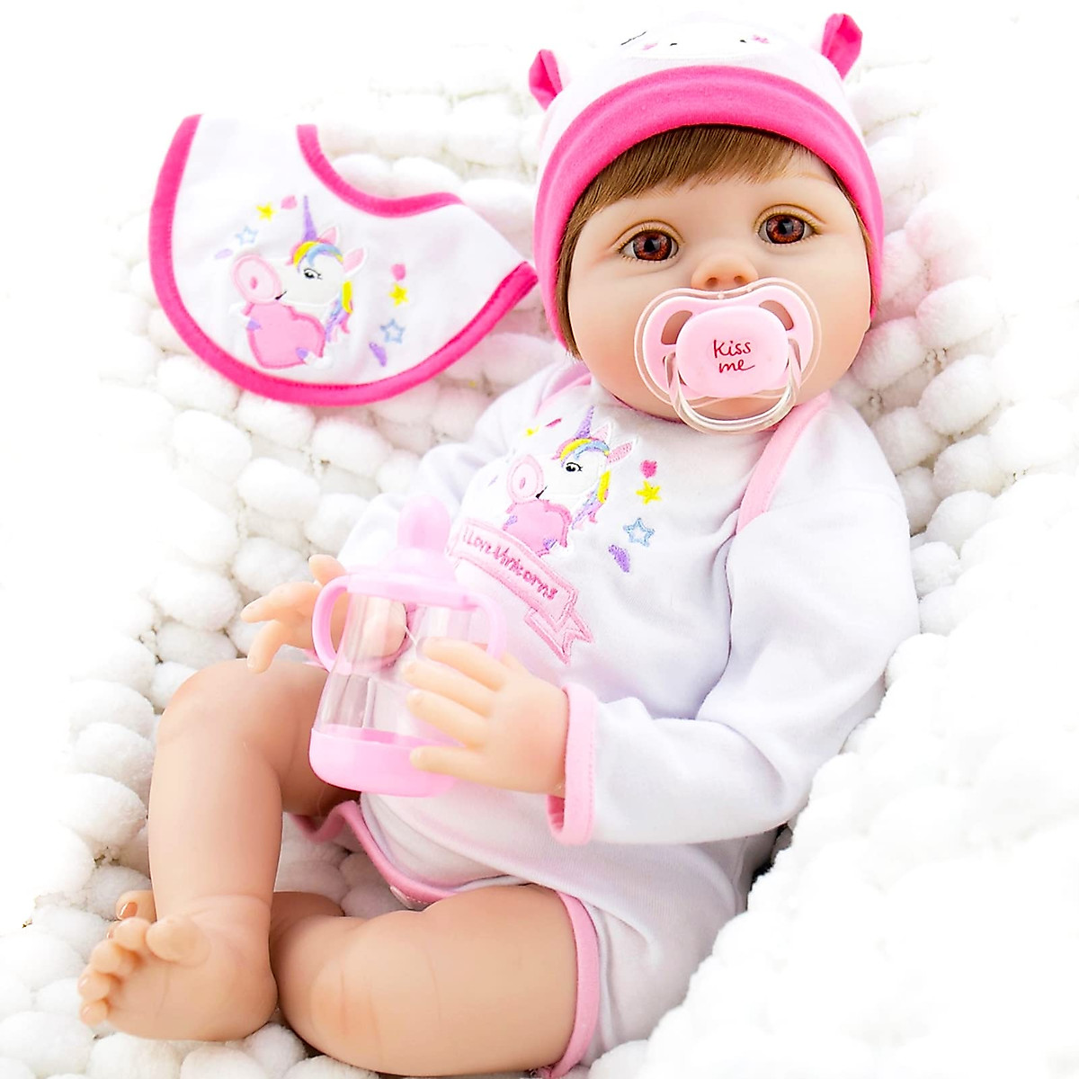 Milidool Reborn Baby Dolls Girl 22 inch Realistic Newborn Baby Girls Lifelike Weighted Baby Girl Dolls Lifelike Baby Toddler Doll with Owl Toy Gifts Set for Kids 3 Year Old