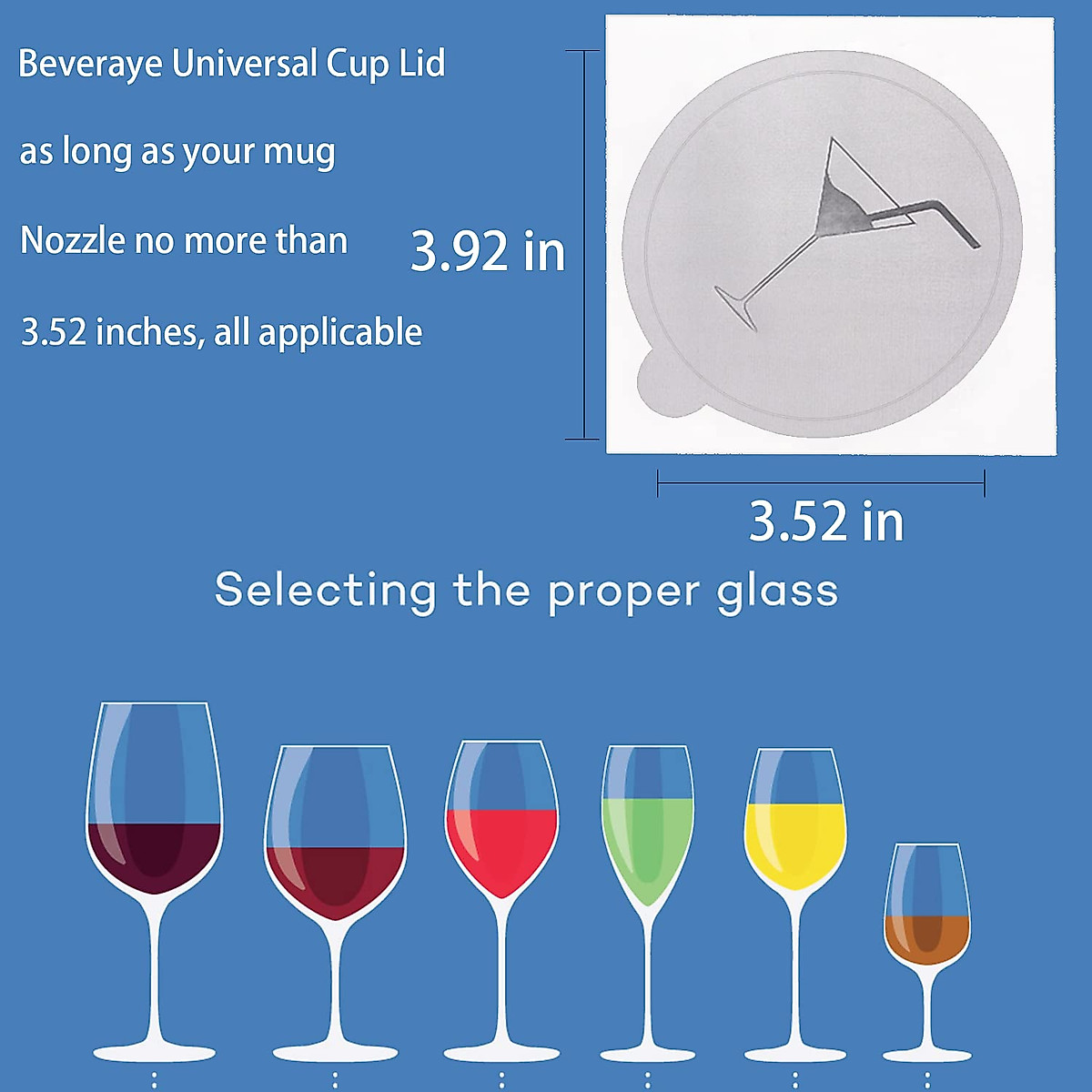 Drink Protection Cap,drink covers for alcohol protection，Disposable foil airtight lid stickers for wine glasses and tumblers. Easy to carry, night out, bar, party, (100 Pack)