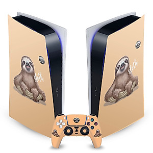 Sloth Faces Matte Vinyl Faceplate Sticker Gaming Skin Case Cover Compatible with Sony Playstation 5 PS5 Digital Edition Console and DualSense Controller
