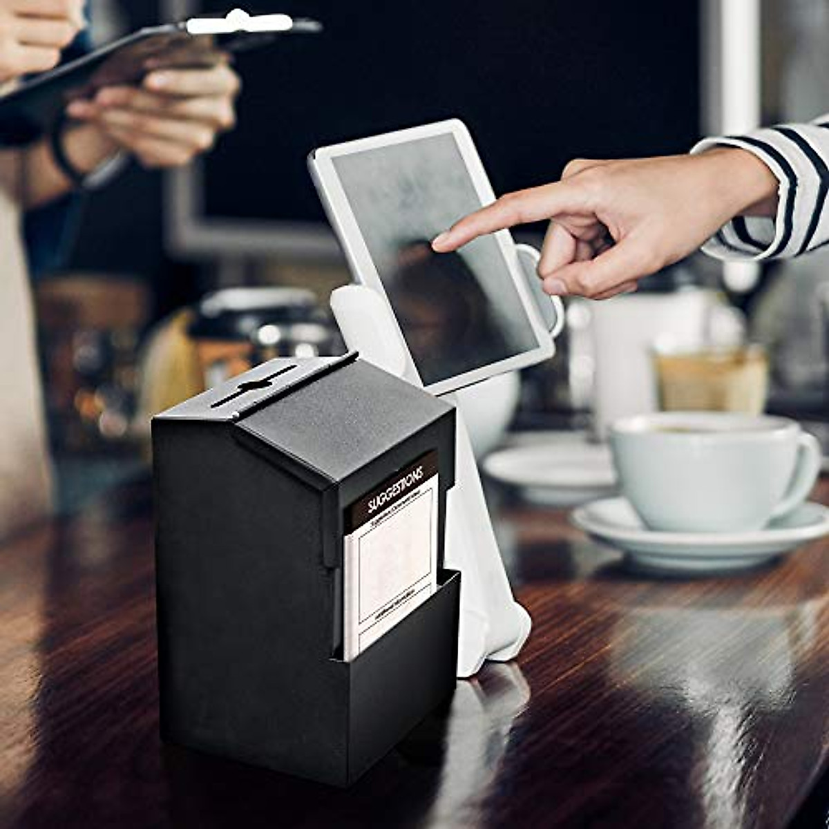 Mail Boss Comment Boss 8100 Locking Steel Suggestion Box - Key Drop Box - Collection Box - Donation Box - Ballot Box - with 25 Suggestion Cards (Black)