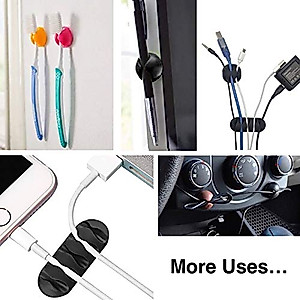 OHill Cable Clips,16 Pack Black Adhesive Cord Holders, Ideal Cable Management Cord Organizer Cable Organizer for Organizing Cable Wires-Home, Office, Car, Desk Nightstand