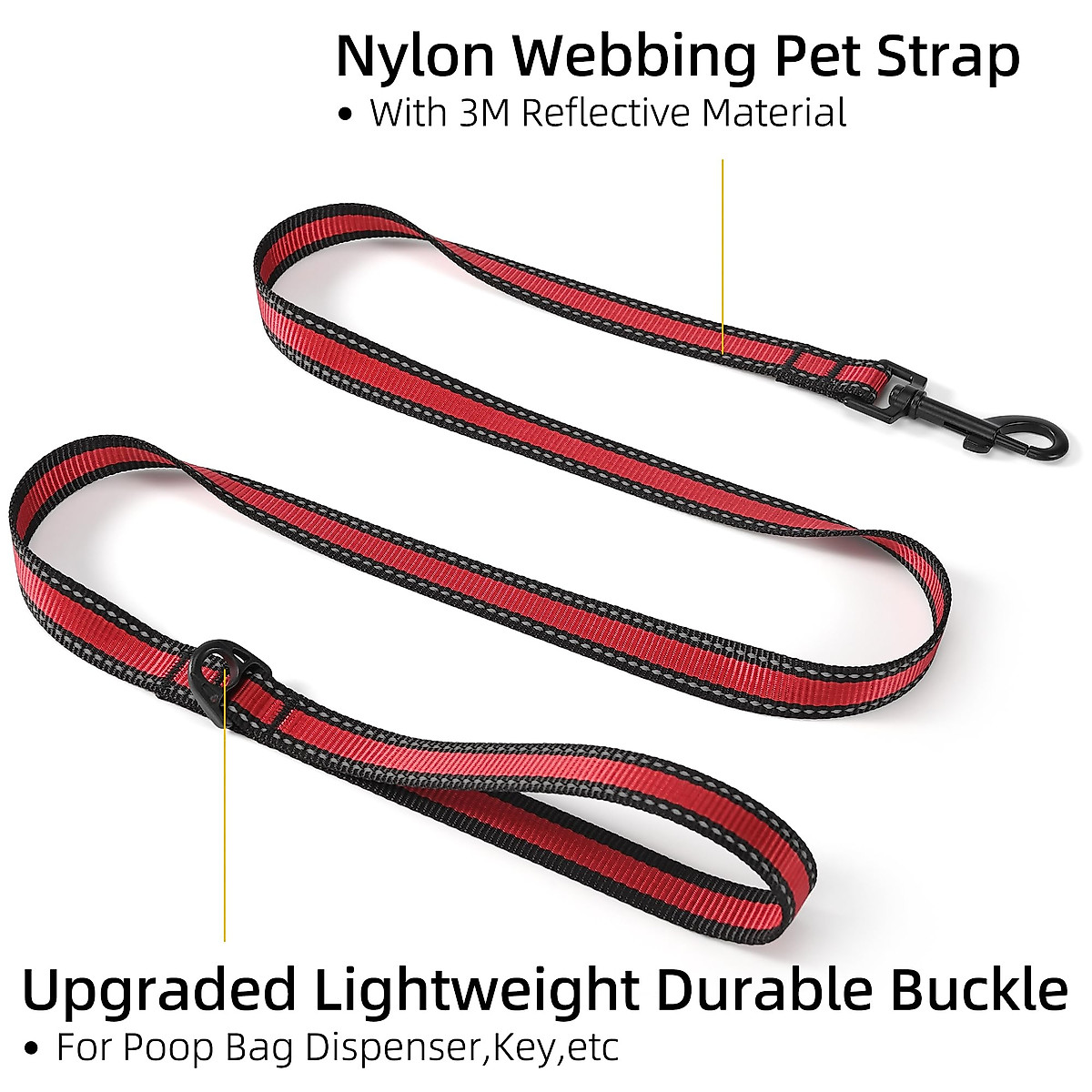 Mile High Life Night Reflective Double Adjustable Band Nylon Small Puppy Pet Dog Combo Collar Leash and Harness Set (Reflective Edge Red, Small (Pack of 3))