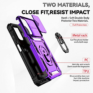 for Galaxy A14 5G Phone Case,Galaxy A14 5G Case,with Screen Protectors and Camera Cover,[Military Grade] 16ft.Drop Tested Cover with Magnetic Kickstand Protective Case for Samsung A14 5G, Purple