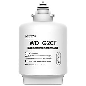 Waterdrop WD-G2CF Filter, Replacement for WD-G2-W, WD-G2-B, WD-G2P600-W Reverse Osmosis System,12-month Lifetime