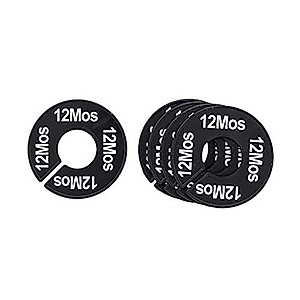 NAHANCO CBWKIT6 Black Round Clothing Size Divider with White Print for Baby/Kid Sizes, 3Mos – 4T, Kit of 50 (10 Sizes of 5 Each)