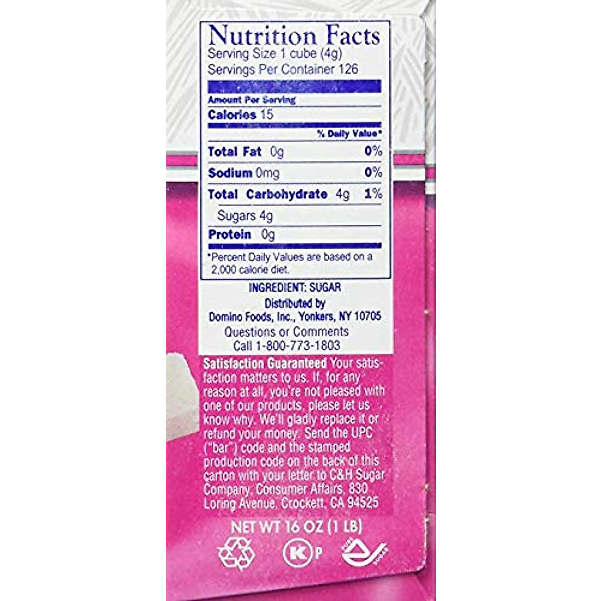 C&H Pure Sugar Cane Cubes, 16 oz (Pack of 2)