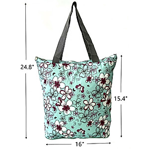 2 Pack Kitchen Reusable Grocery Bags Foldable Washable with Zipper Heavy Duty Folding Shopping Tote Green