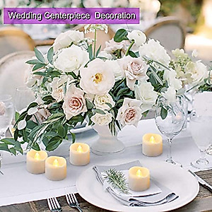 SingTok 12PCS Candles Battery Operated with Timer Realistic Electric Fake Candle Flickering Flameless LED Tea Light with Melted Wave Open for Seasonal & Festival Celebration Centerpieces (Warm White)