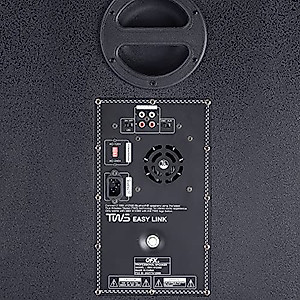 QFX SBX-412300BT TWS Bluetooth Triple 12” Woofer Triple 1” Tweeter Recording High-Performance PA Cabinet Speaker with 10-Band Graphic EQ, 2 Microphone Inputs, Guitar Input, and AUX Input, Blue