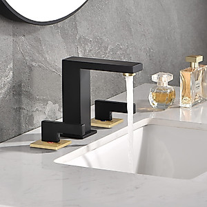 sumerain Widespread 8 inch Bathroom Faucet, Black Bathroom Sink Faucet, 3 Hole Bathroom Faucet