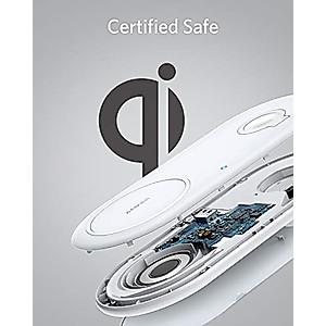 Anker Wireless Charging Station, 2 in 1 PowerWave+ Pad with Holder for Apple Watch 5/4/3/2, Wireless Charger for iPhone 13, 13 Pro, 13 Mini, 12, 12 Pro Max, 11, AirPods (No Apple Watch Charger)