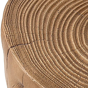 SUNBURY 15" Outdoor Side Table, Concrete Side Table Stump Stool Outdoor Accent Table, Light Brown Garden Stool Side Table for Patio, Outdoor end Table Stump Coffee Table