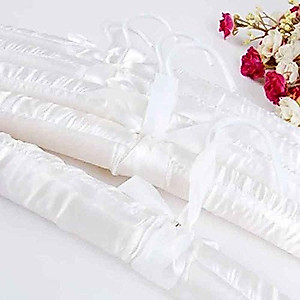 MXIAOXIA 5 X White Satin Padded Clothes Hook HangerBeautiful and Easy to Use Tie Clip for Home Closet Storage
