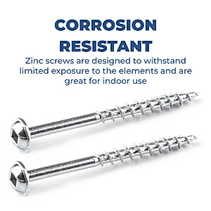 Kreg SML-C2-250 Zinc Pocket-Hole Screws, 2 Inch, #8 Coarse Thread, Maxi-Loc Head (250 Count)