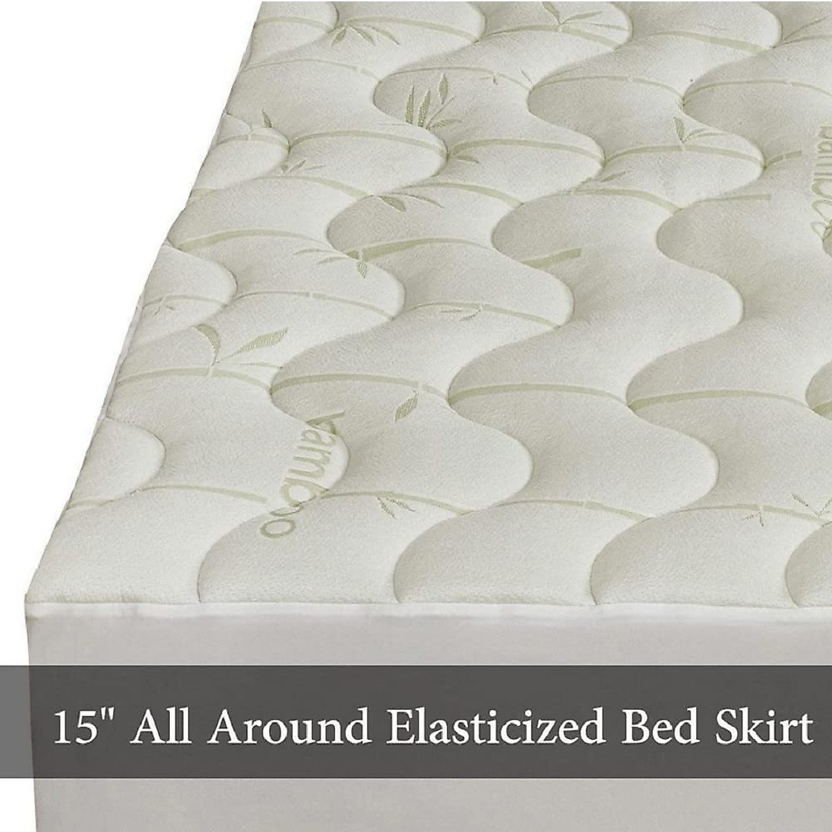 Top Split King (Flex Head) Waterproof Rayon from Bamboo Jacquard Mattress Pad for Half Split King Beds