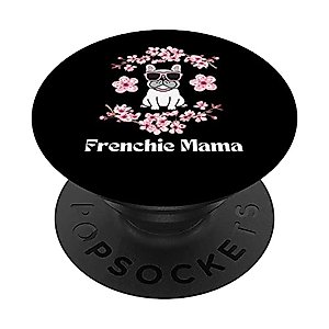 French Bulldog Mom Fur Mama Women's Pink Flowers Sakura PopSockets Swappable PopGrip