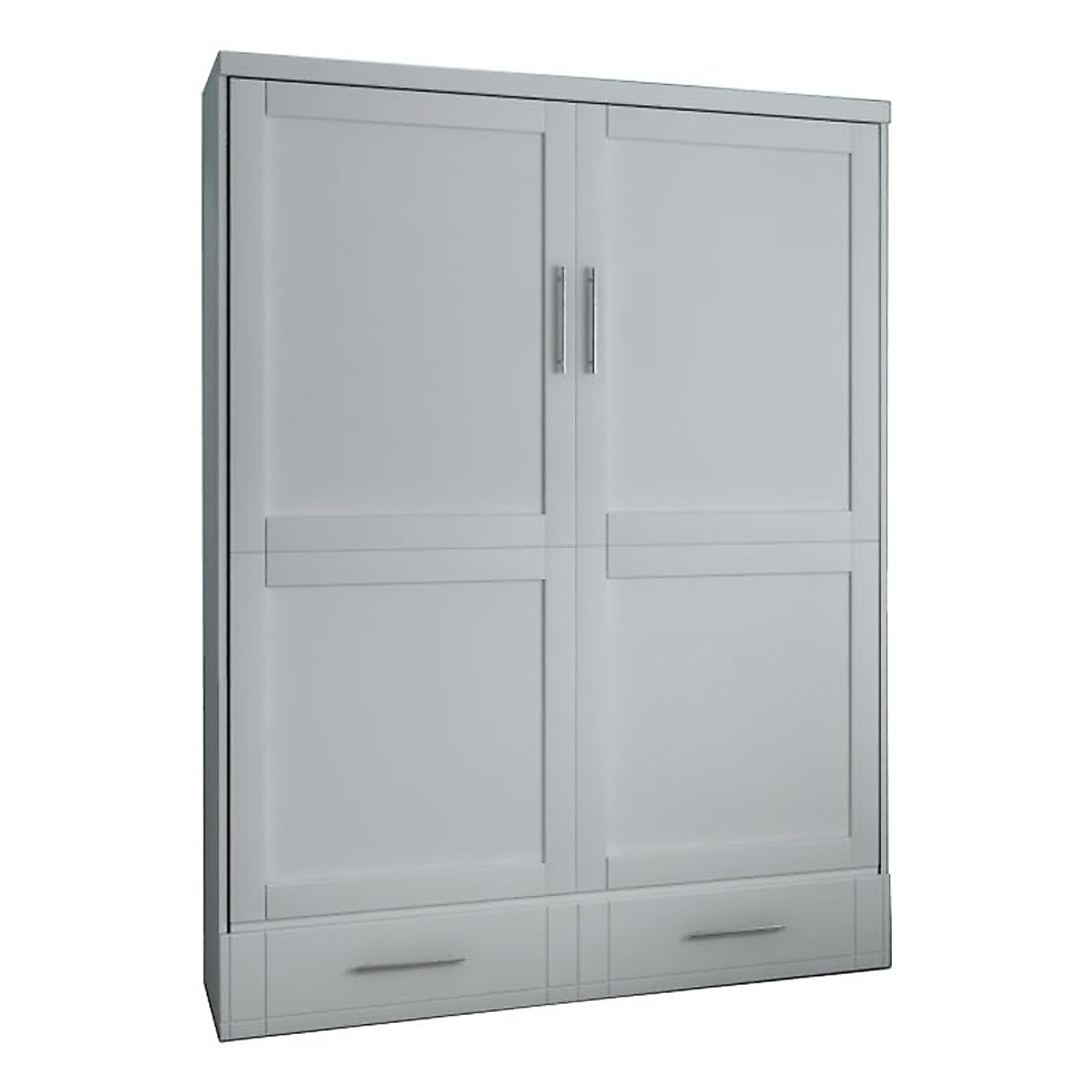 RoomAndLoft Queen Size White Murphy Wall Bed in Solid Wood, No Box Spring Needed, Easy Assembly