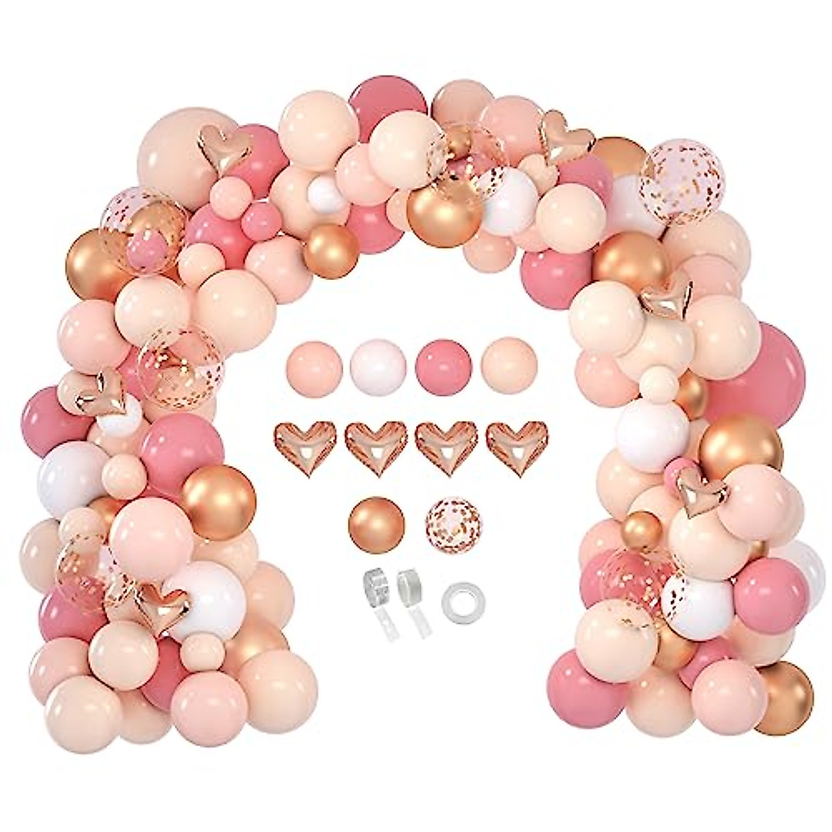 iLaFm 150pcs Blush Balloons Garland Arch Kit Dusty Rose Pink for Wedding Anniversary Princess Theme Garden Tea Party Bachelorette Birthday Bridal Shower Decorations…