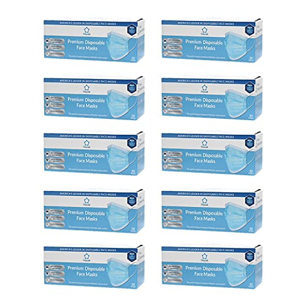 Litepak 500pcs Premium Disposable Face Mask SOFT 3ply Nose Wire - Blue