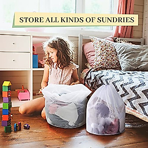 12 Pcs Mesh Laundry Bag with Drawstring White Heavy Duty Mesh Bag Machine Washable Sheet Drawstring Bag Net Wash Bag Laundry Washing Bag for Delicates College Dorm (Fine Style)