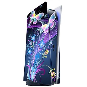 ITS A Skin Skins Compatible with Sony Playstation 5 Console Disc Edition - Protective Decal Overlay Stickers wrap Cover - Glowing Butterflies in Flight