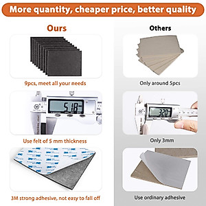 Furniture Pads 9 Pieces 8" x 6" x 1/5" Furniture Felt Pads Self Adhesive, Cuttable Felt Chair Pads, Anti Scratch Floor Protectors for Furniture Legs Hardwood Floor, Black