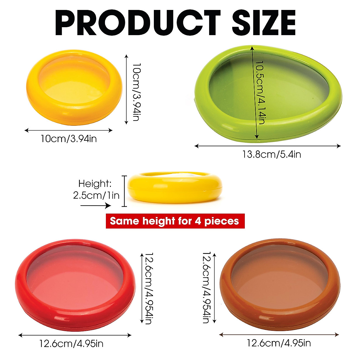 4 Pieces Set Avocado Saver, Onion Silicone Storage, Half Cut Fruit Containers - Reusable Kitchen Gadgets for Fridge - Food Huggers for Cheese, Vegetable, Tomato Holder, Lemon Fresh Stretch Pods Keeper