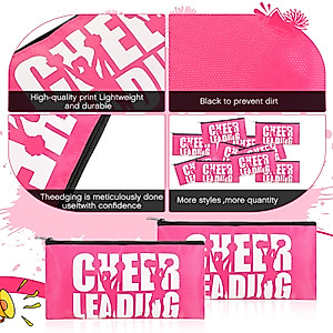 Sadnyy 36 Pcs Cheer Gifts Drawstring Backpack Makeup Bag Bows Holder, Portable Travel Pouch Cheerleading Accessories for Teen Girls School College Sport Women Teammates Toiletry Gift