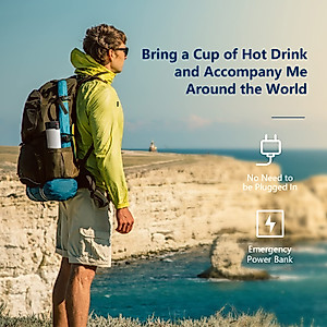 FUTURELAB Temperature Control Coffee Mug, Multi-Functional Travel Mug with 14400mah Power Bank, Vacuum Insulated Hot Beverage Warmer, 10OZ (White)