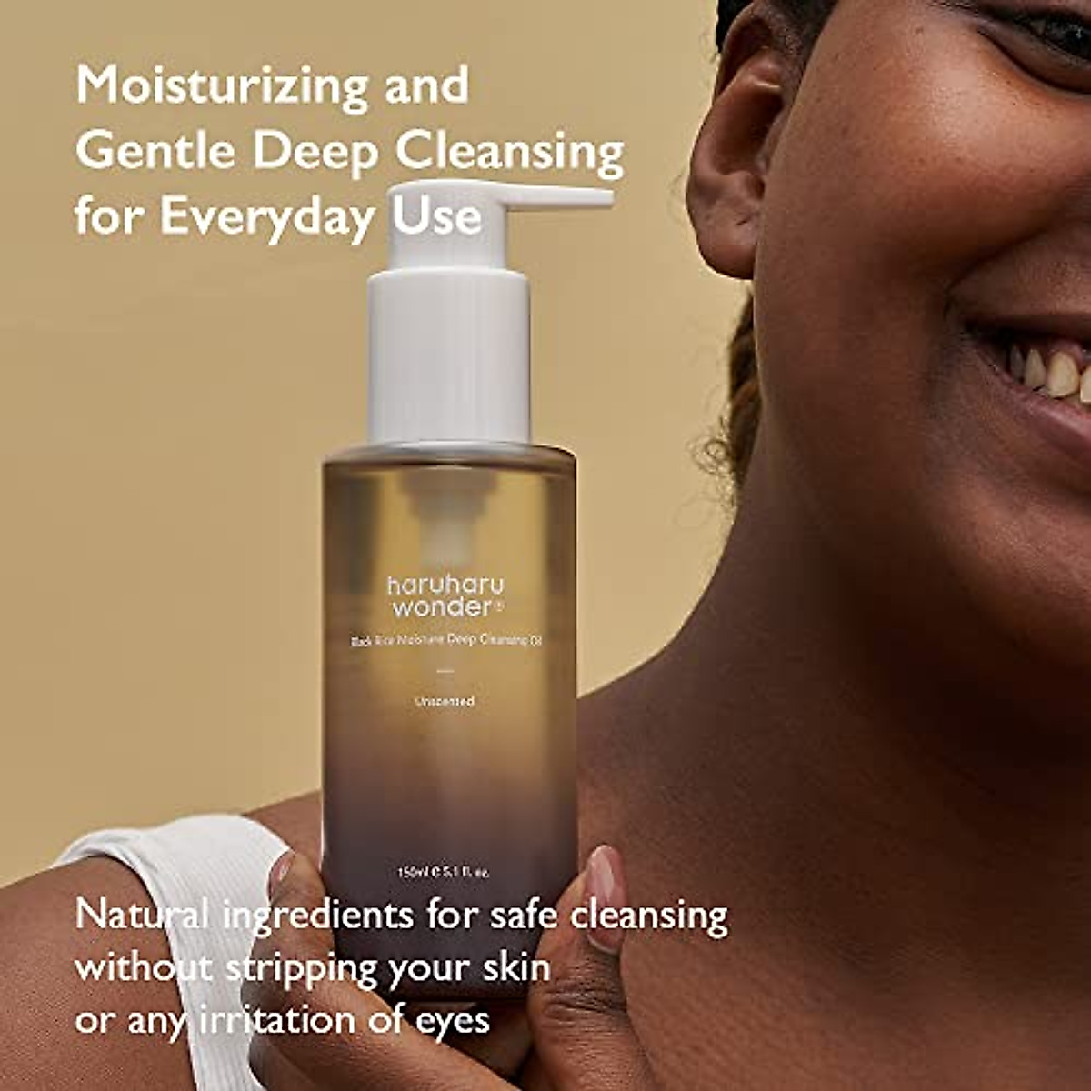 HARUHARU Wonder Black Rice Moisture Cleansing Oil 5.1 fl.oz / 150ml | Korean Facial Cleanser, Makeup Remover | Vegan, Cruelty Free | Jojoba Seed Oil, Macadamia Seed Oil