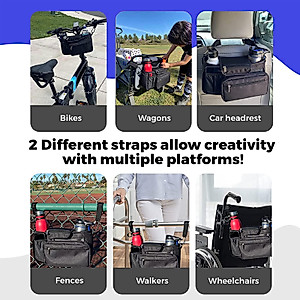 Big Hippo Stroller Organizer With Cup Holders,Durable Baby Stroller Bag with Bonus 2 Pack Stroller Hooks,Detachable Phone Bag & Shoulder Strap,Fits for Stroller like Uppababy,Baby Jogger