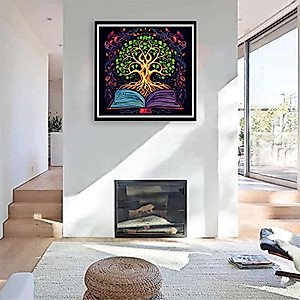 Ginfonr 5D DIY Mosaic Diamond Painting Kits Tree of Life Full Drill, Paint with Diamonds Art Book Cross Stitch Embroidery Rhinestone Craft for Home Office Wall Decor 14x14 Inch