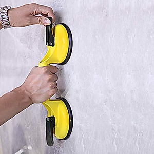 FCHO Suction Cups Heavy Duty Aluminum Vacuum Plate Handle Glass Holder Hooks to Lift Large Glass/Tile Lifter/Moving Glass/Pad for Lifting/Dent Puller (2 Pack)