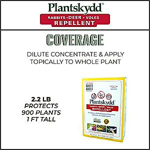 Plantskydd Animal Repellent - Repels Deer, Rabbits, Elk, Moose, Hares, Voles, Squirrels, Chipmunks and Other Herbivores; Soluble Powder Concentrate - 2.2 LB Box - Makes 2.5 Gallon Liquid (PSP-R2)