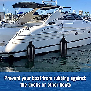 Affordura Boat Fender 4 Pack Boat Bumpers Fenders with 4 Ropes, Boat Bumpers for Pontoon Boat Fenders Inflatable (Black, 6.5 inch)