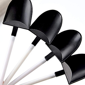 50 Pieces Disposable Plastic Ice Cream Dessert Spoons Plastic Shovel Shape Dessert Spoon Mini Ice Cream Plastic Shovel Spoon Pudding Spoon Yogurt Spoon(Black, White)
