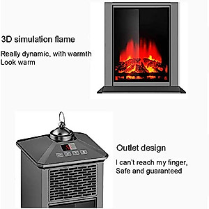 Wgwioo Electric Fireplace Heater, 800W Portable Fireplace Stove with Realistic 3D Flames, Remote Control, 12H Timing Function, 1S Heat,White