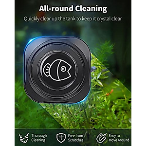 Pawfly Aquarium Magnetic Brush for Glass Fish Tanks 1.8 Inch Stain Scrubber Pads Floating Cleaning Tool for 4/5 Inch Thick Fresh & Marine Aquariums up to 30 Gallons (Not for Acrylic & Plastic Tanks)