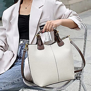 Women Hobo Shoulder Bag Leather Bucket Purse Crossbody Purse, White