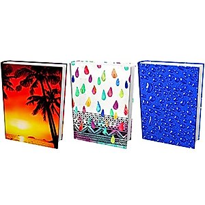 Extra Stretchy, Easy Apply Designer Book Covers 3 Pack. Stretchable Jumbo Jackets Fit Most Hardcover Textbooks Up to 9 x 11". Adhesive-Free, Nylon Fabric Protectors. Washable, Reusable School Supply