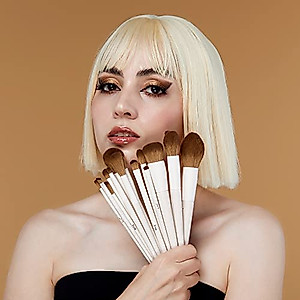 Jessup Makeup Brushes 14Pcs Makeup Brush Set Premium Synthetic Powder Foundation Contour Blush Concealer Eye Shadow Blending Liner Make Up Brush Kit Light Grey T329