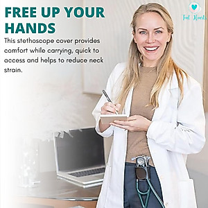 Stethoscope Holder Hip Clip | Genuine Leather Elastic Strap Stethoscope Clip for Nurses, Doctors, & More | Black Stethoscope Cover Sleeve | Stethoscope Case | Stethoscope Accessories